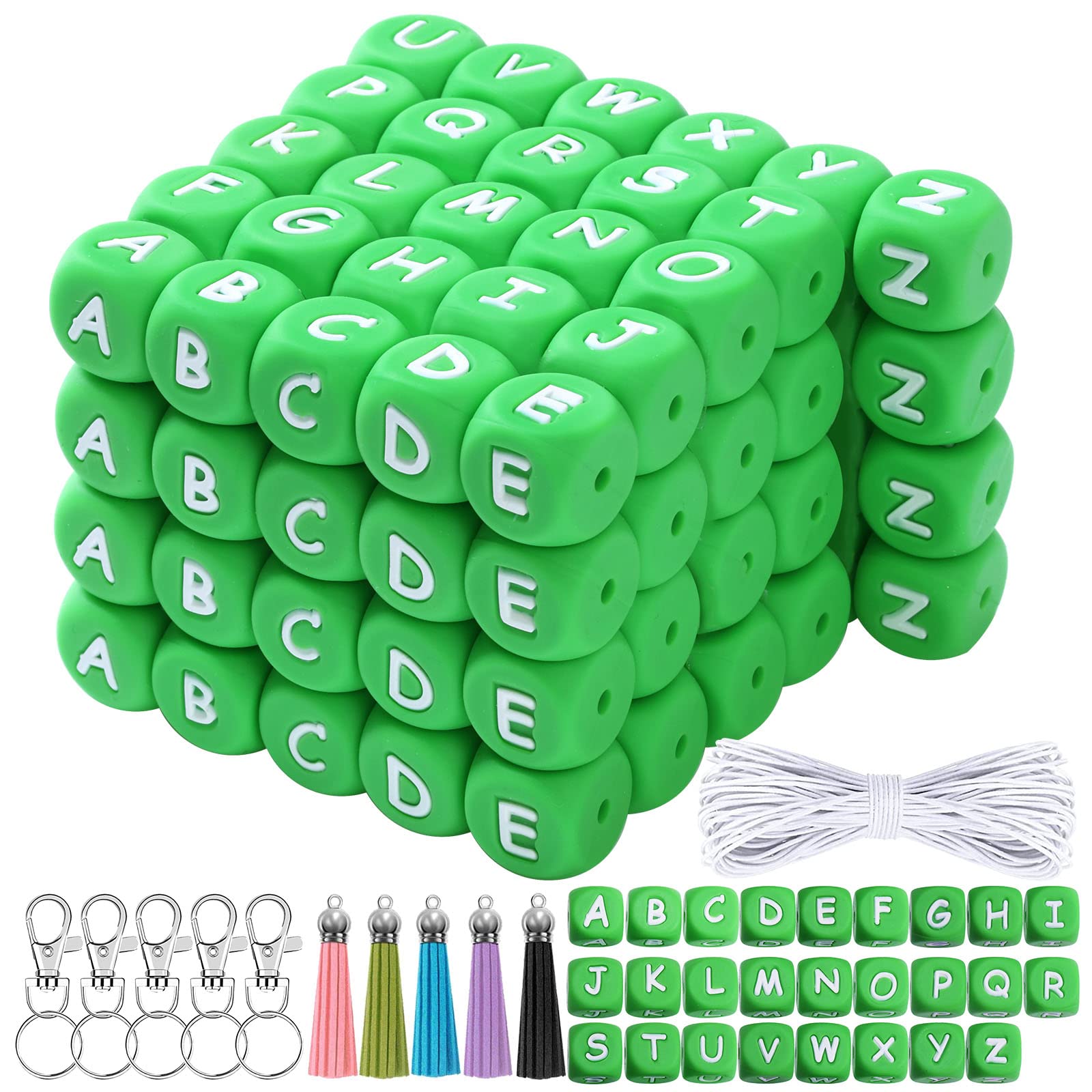 Silicone Letter Beads for Keychain Making A-Z Square Letters Beads ...