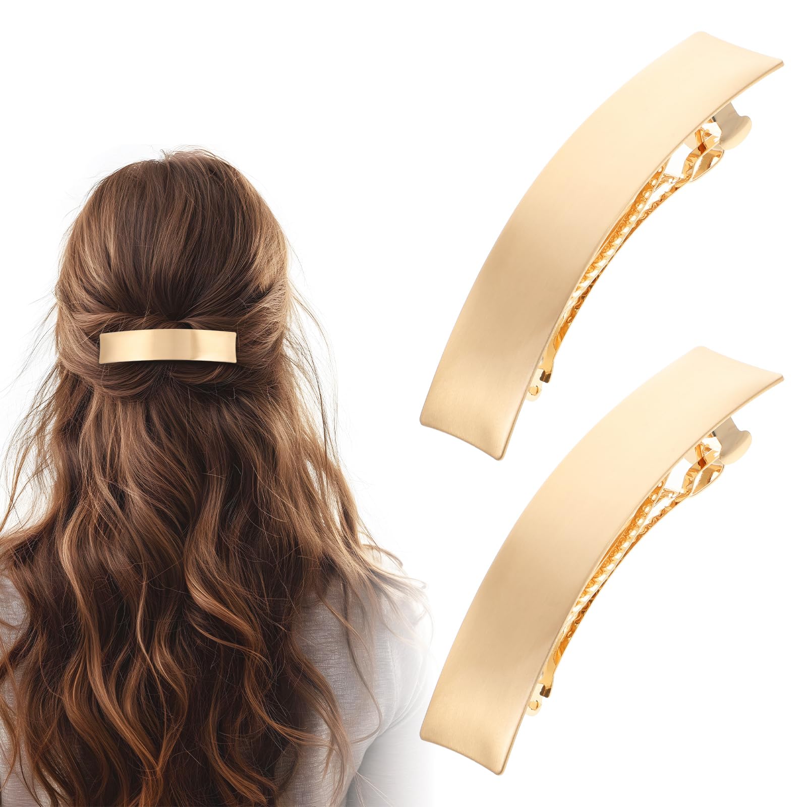 Amazon.com : AOZUO 2Pcs French Gold Hair Clips, Metal Hair Barrettes ...