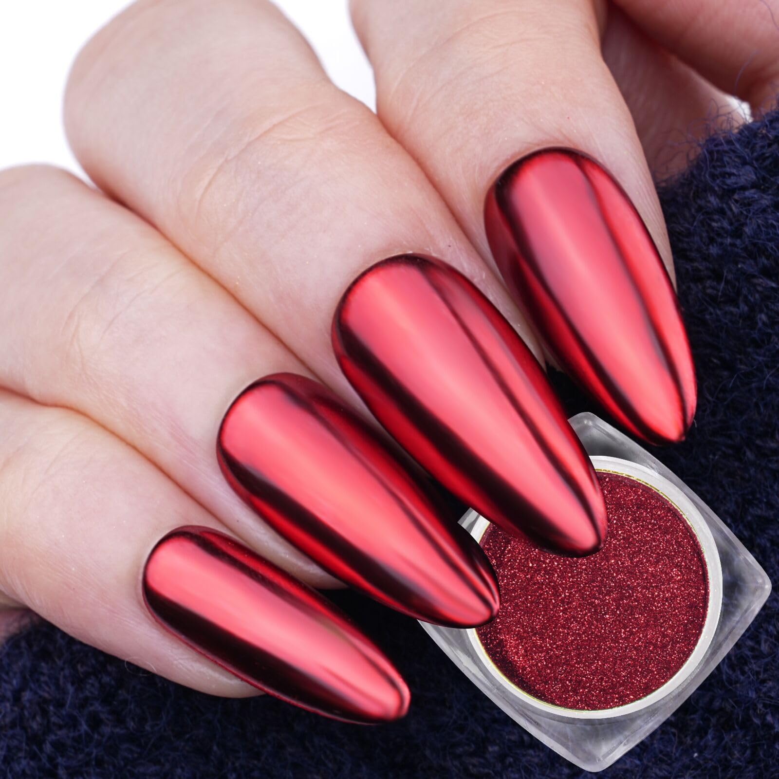 Amazon.com: Red Chrome Nail Powder Mirror Effect Aurora Magic Metallic ...