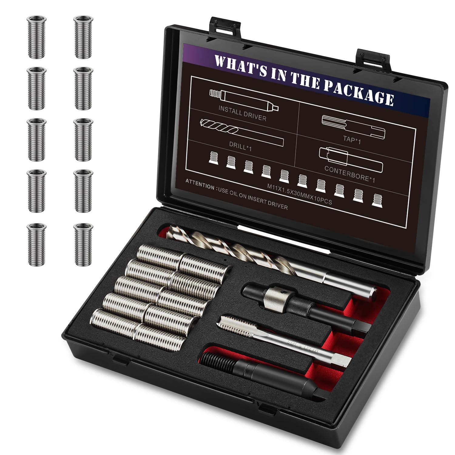 Amazon.com: SENNMONN M11X1.5X30MM Thread Repair Kit with Insert HSS ...