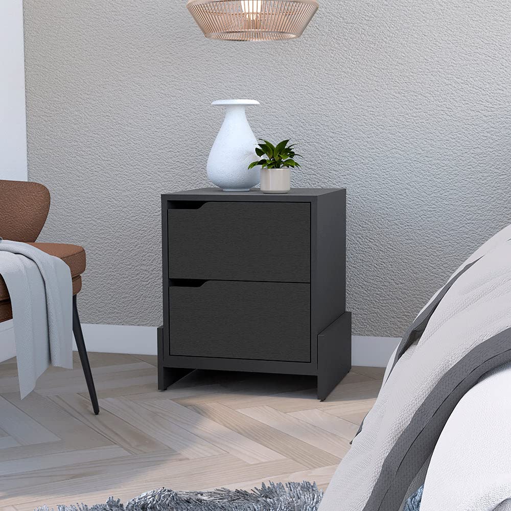 Amazon.com: Nightstand Brookland, Bedside Table with Double Drawers and ...