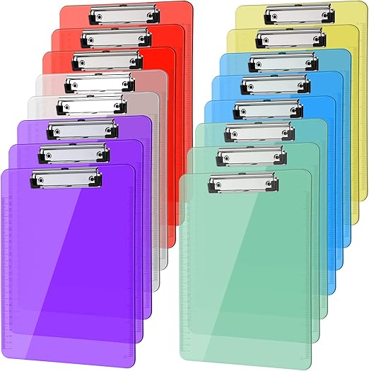 MIAHART 16PCS Plastic Clipboards A4 Letter Size Clipboard Colorful ...