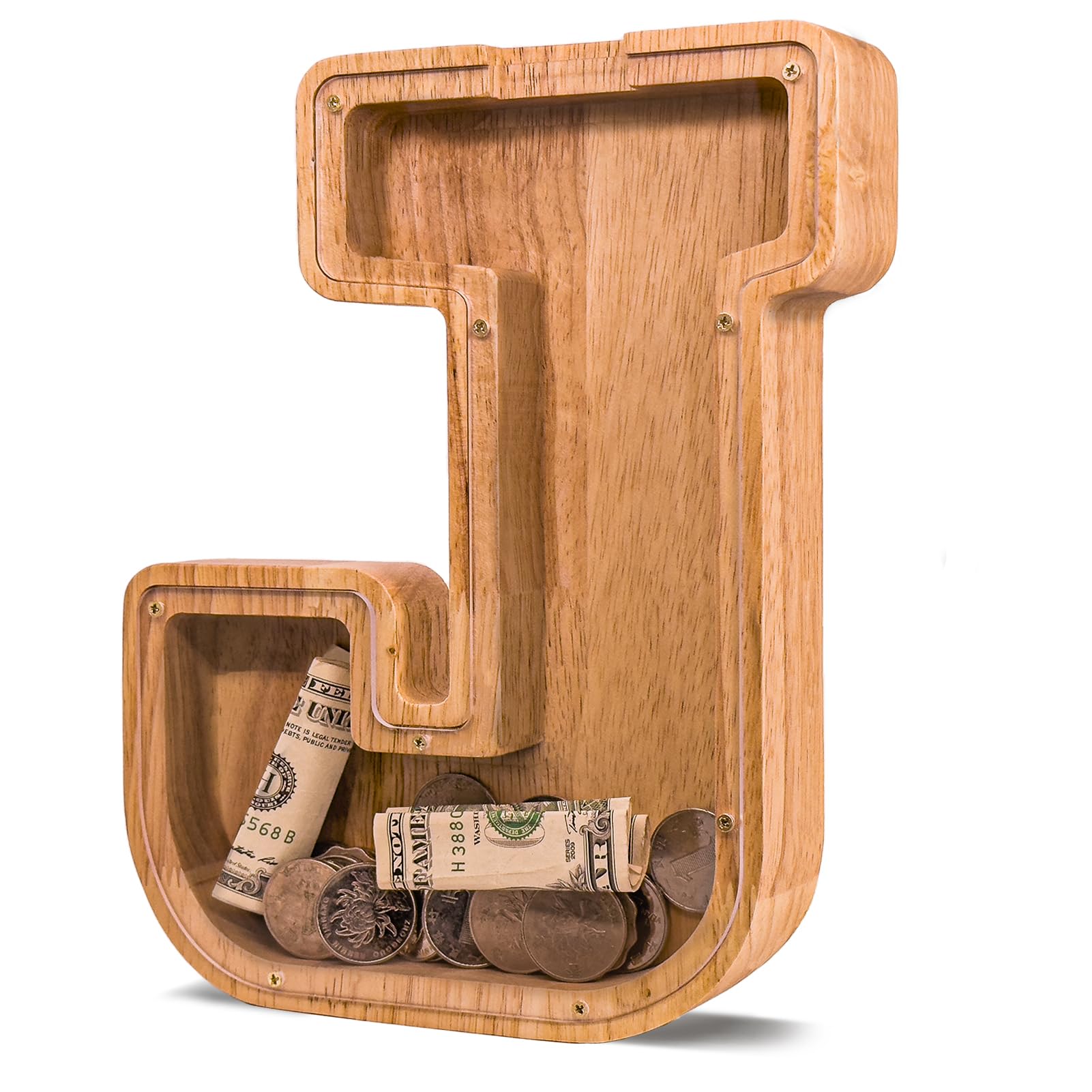 Amazon.com: Wooden Letter Piggy Bank for Kids Larger Alphabet Letter ...