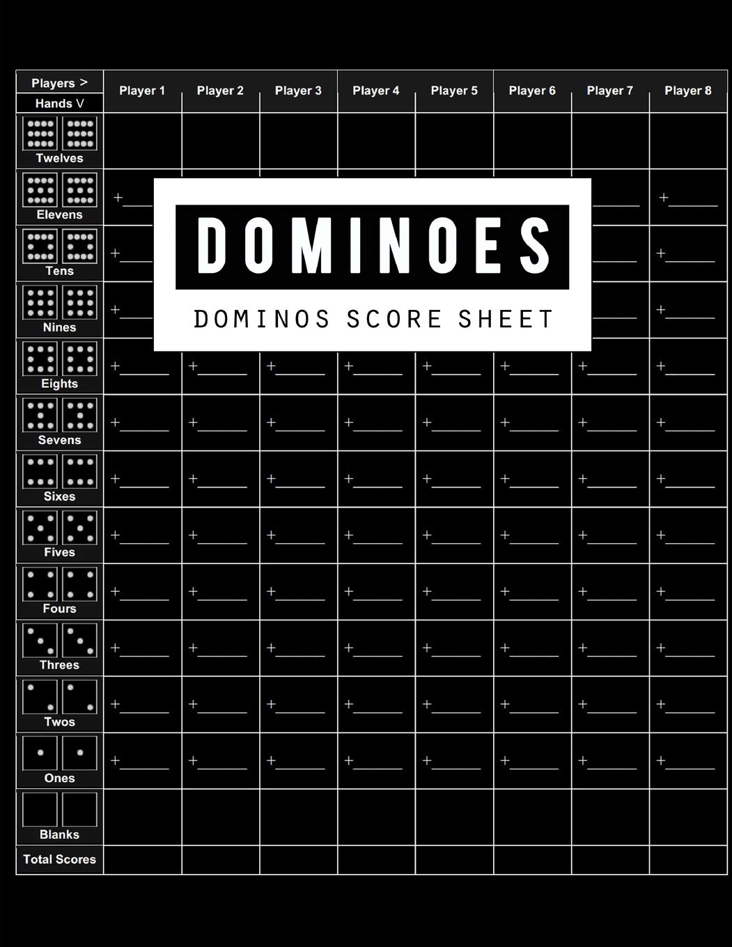 Dominoes Score Sheet: Dominos Score Game Record Book, Dominos Score ...