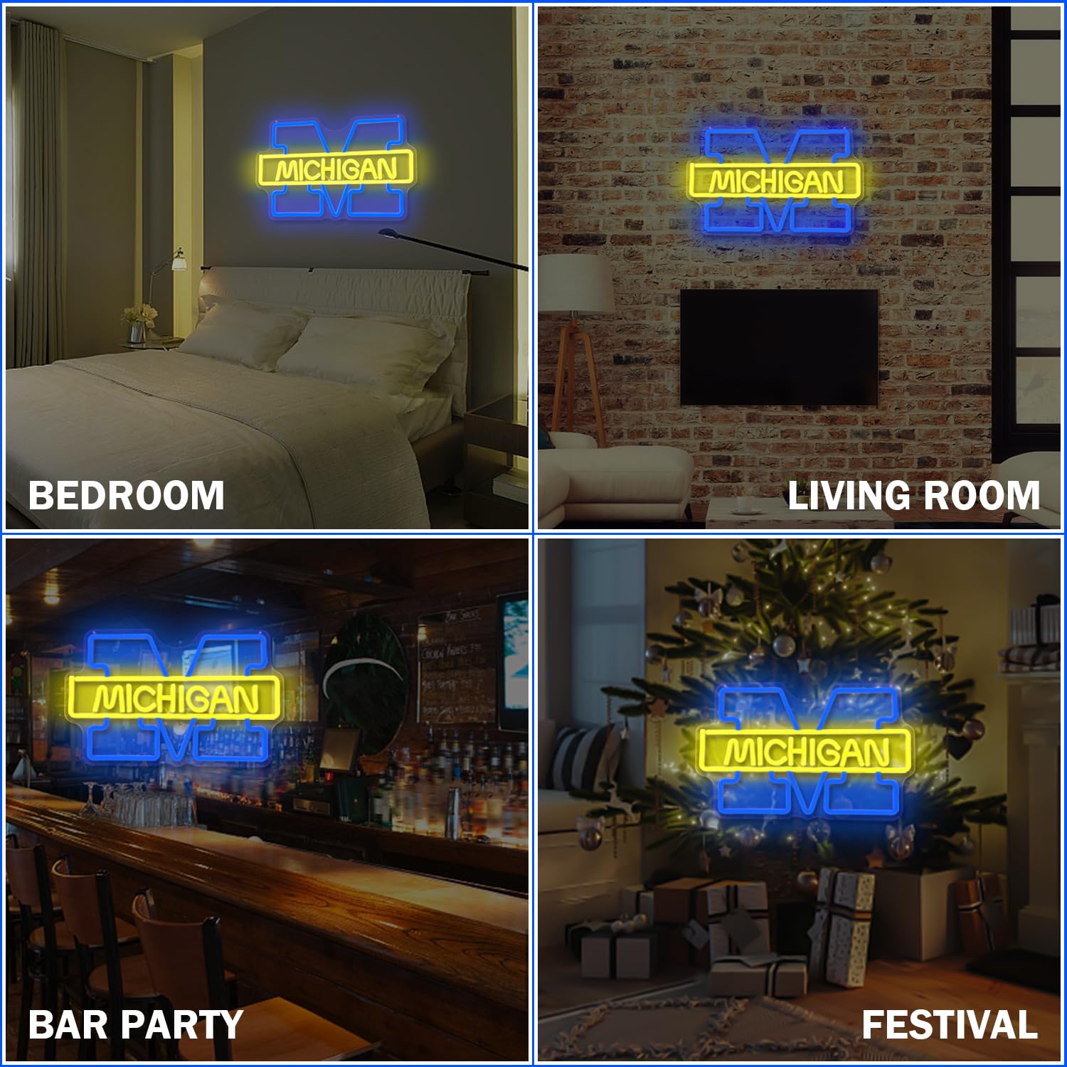 Michigan Neon Sign Dimmable LED Signs Neon Lights for Bedroom Wall City ...