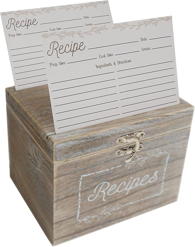 Amazon.com: Dekali Designs Rustic Recipe Box and Cards and Dividers ...