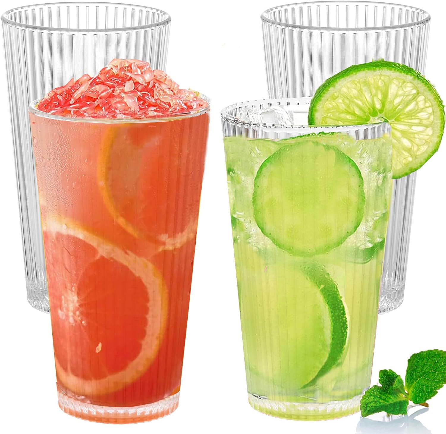 Amazon.com | 4 Pack 600ml Plastic Tumbler Large Capacity Water Tumblers ...