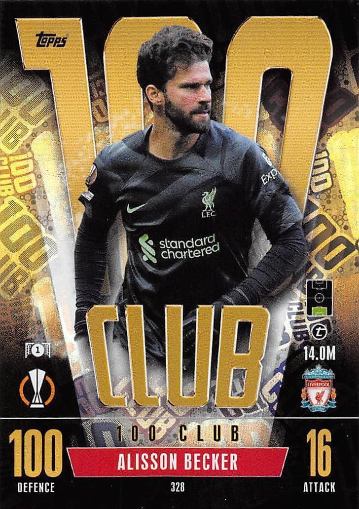 Match Attax Extra 2023 2024 Alisson Becker 100 Club Trading Card ...