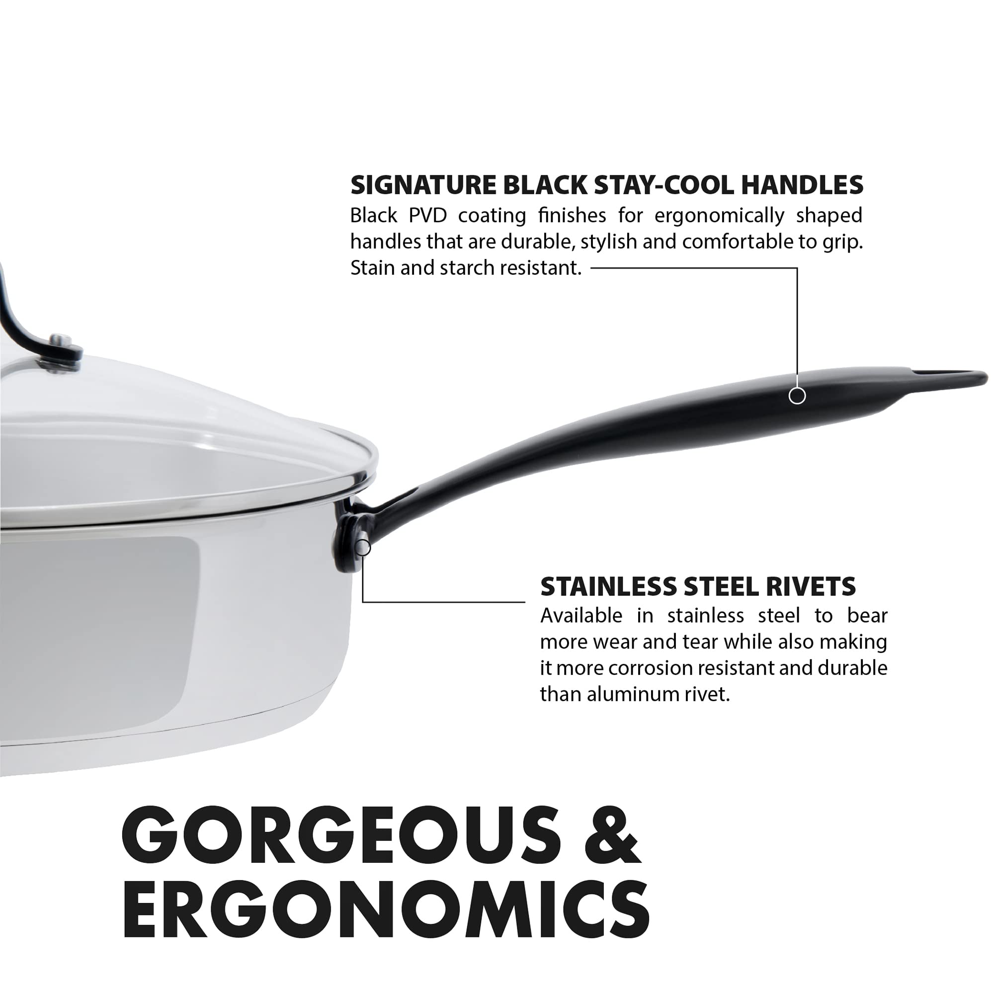 Snapklik.com : GRANDTIES Tri-Ply Stainless Steel Saute Pan Induction ...