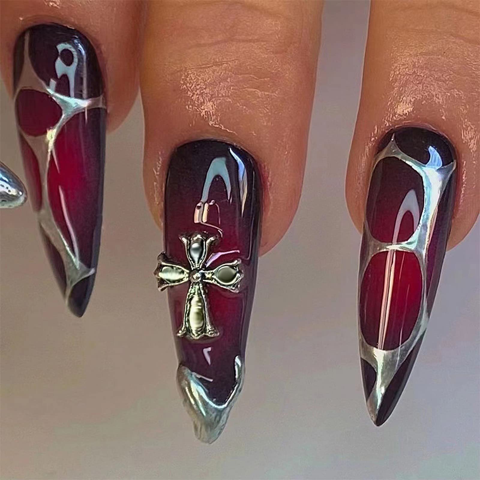 Stiletto Nails With Cross
