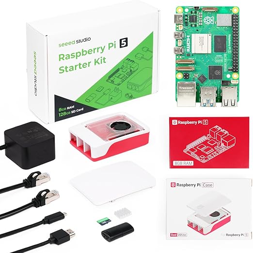 Amazon.com: Seeed Studio Raspberry Pi 5 Starter Kit - 8GB RAM，128GB Micro SD Card pre-Loaded ...