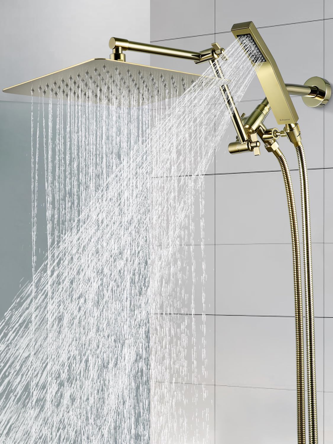 G-Promise All Metal 12 Inch Rainfall Shower Head with Handheld Spray ...