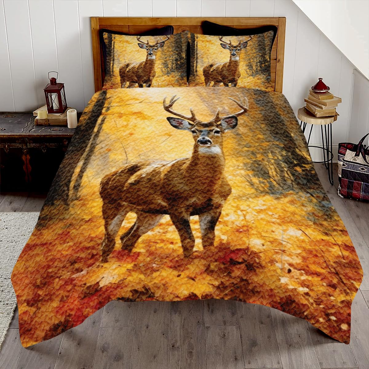 Amazon.com: Custom Deer Quilt Queen - Deer Quilt Set King Size - Deer ...