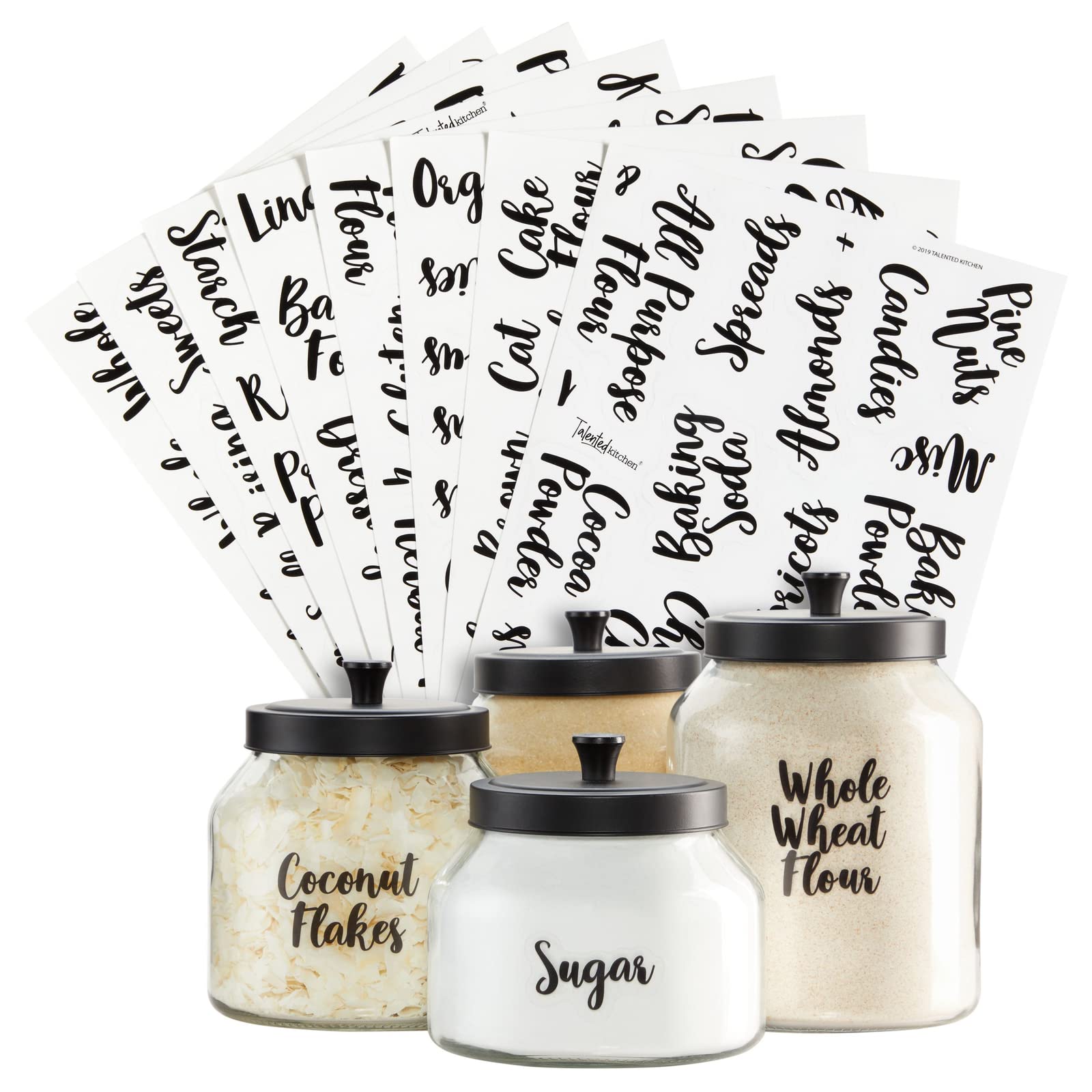 Talented Kitchen 135 Pantry Labels for Containers, Preprinted Black ...