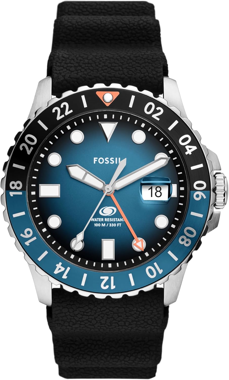 Amazon.com: Fossil Men's Blue GMT Stainless Steel and Silicone Dual ...