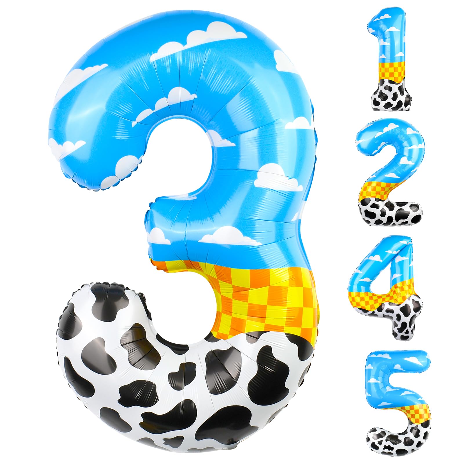 Amazon.com: 40 Inch Number 3 Balloon Blue Clouds Cartoon Story Balloons ...