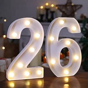 26th Birthday Decoration Light Up Letters, Battery Powered LED Numbers ...