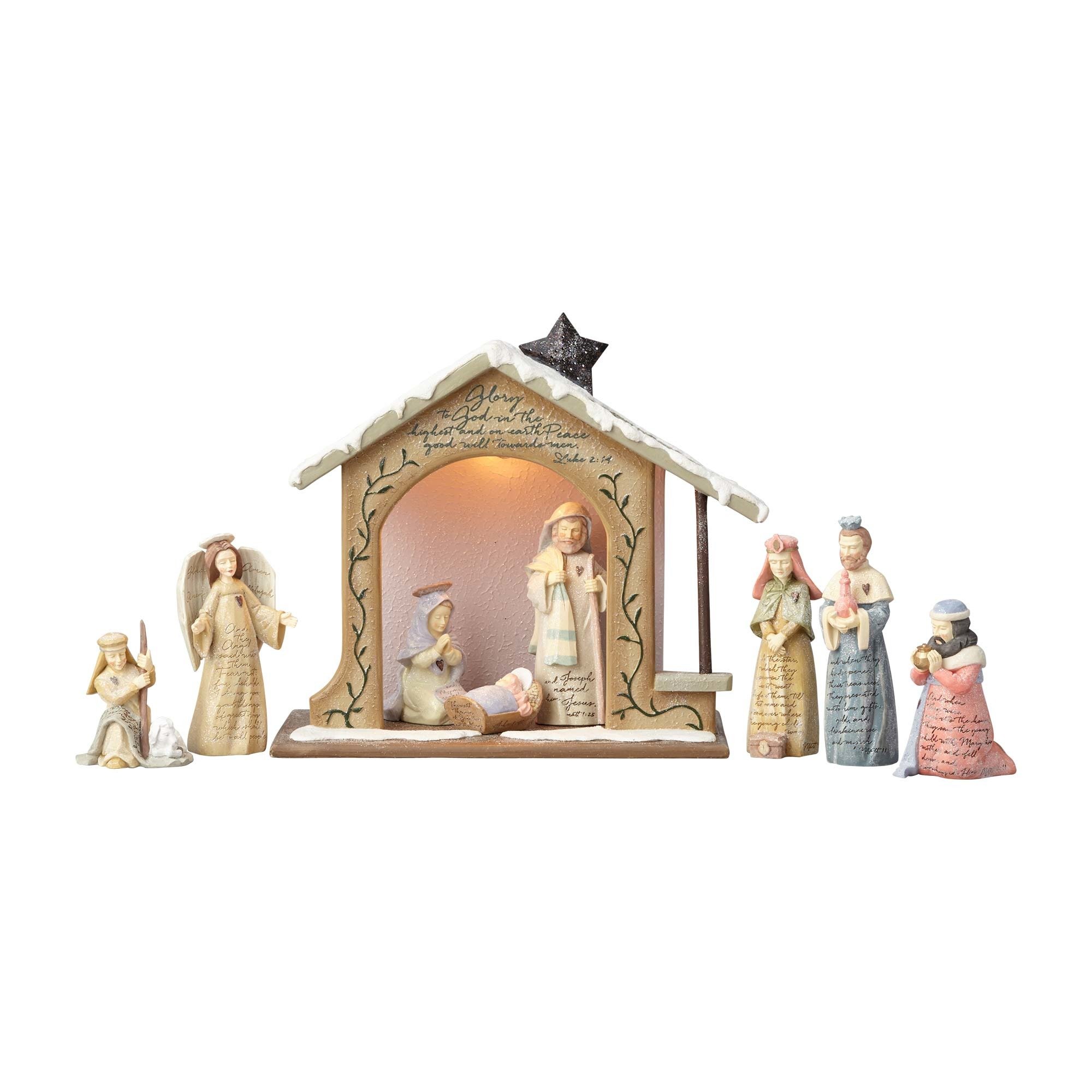 Amazon.com: Foundations Nativity Set with Stone Resin Figurines, Set of ...