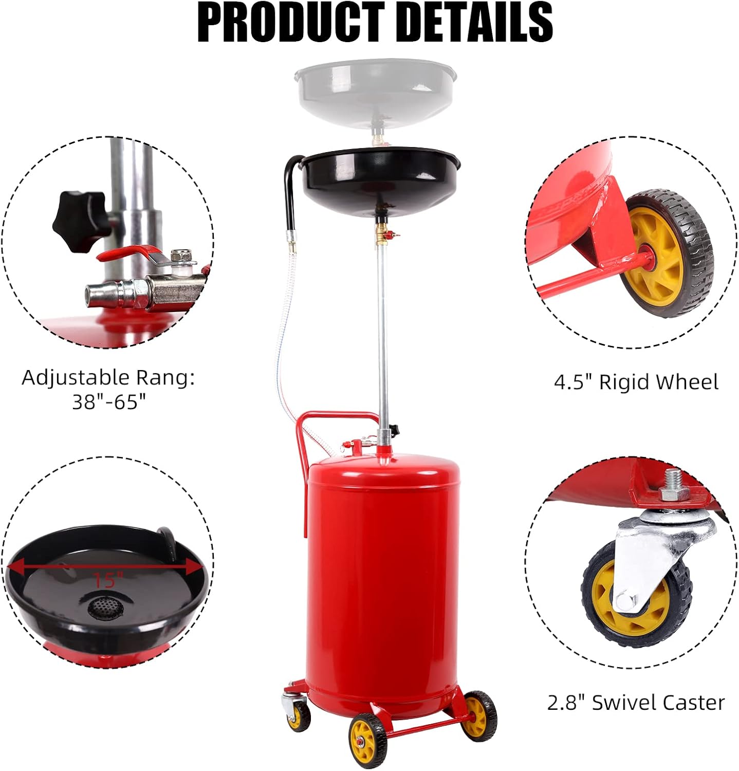 MERXENG Tanque de drenaje de aceite residual portátil de 20 galones, contenedor de drenaje de ...