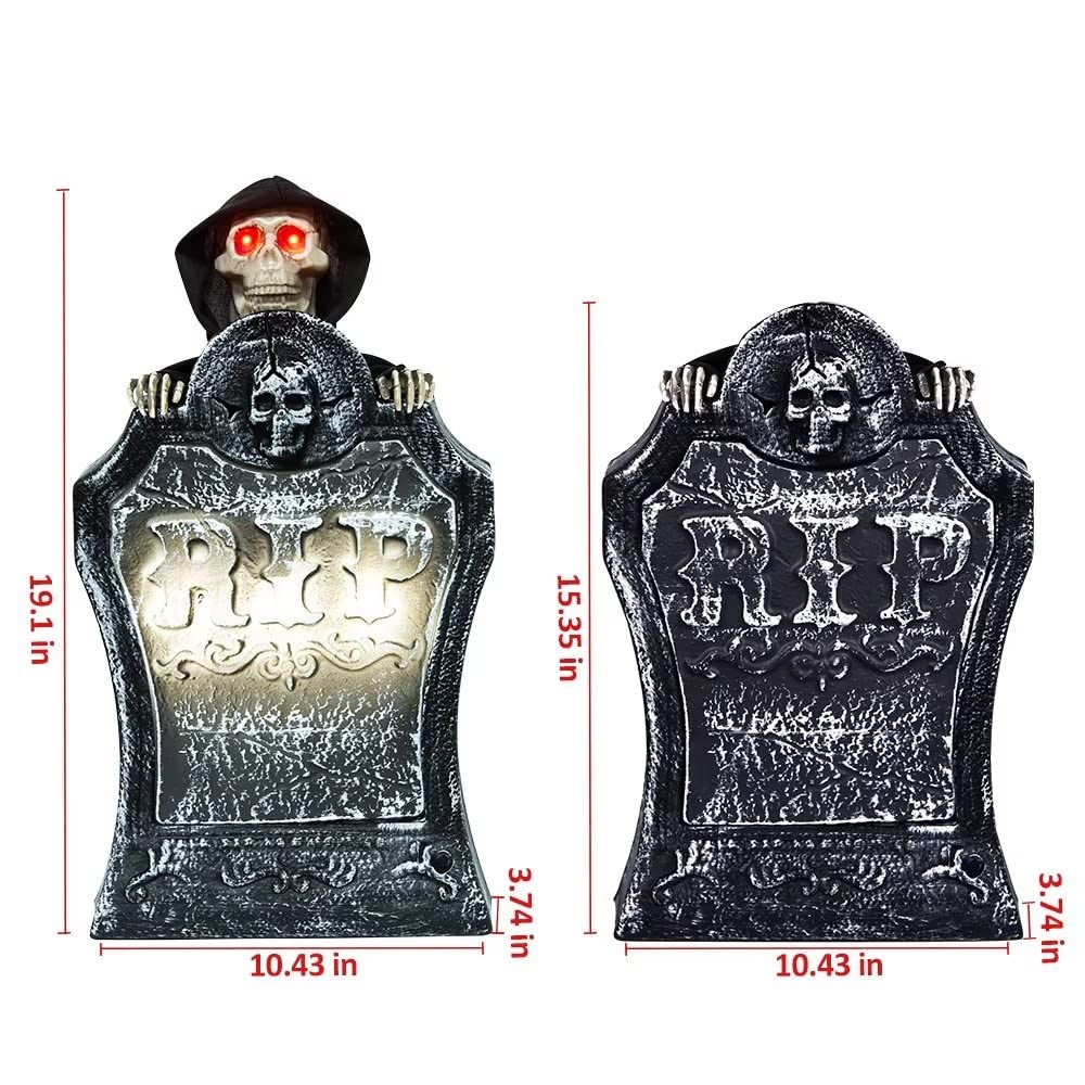 19" Halloween Decorations Resin RIP Graveyard Tombstone with LED Lights ...