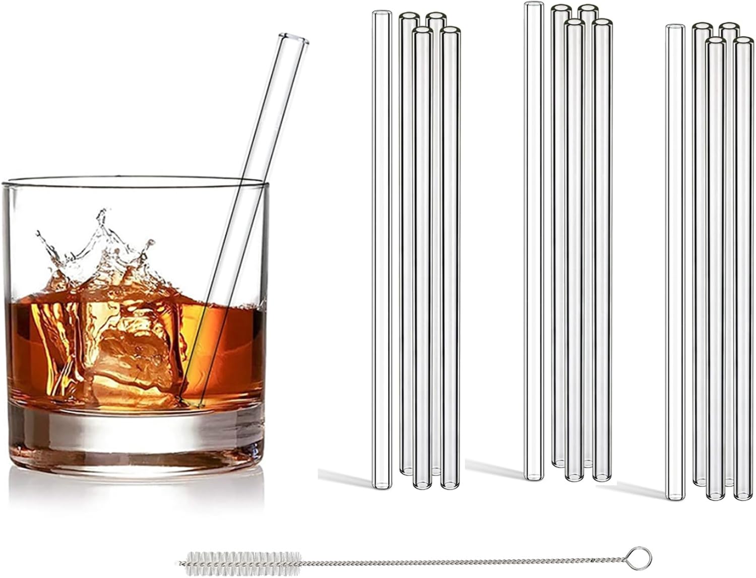 Amazon.com: 15 Pack Glass Straws Shatter Resistant Reusable, Clear ...