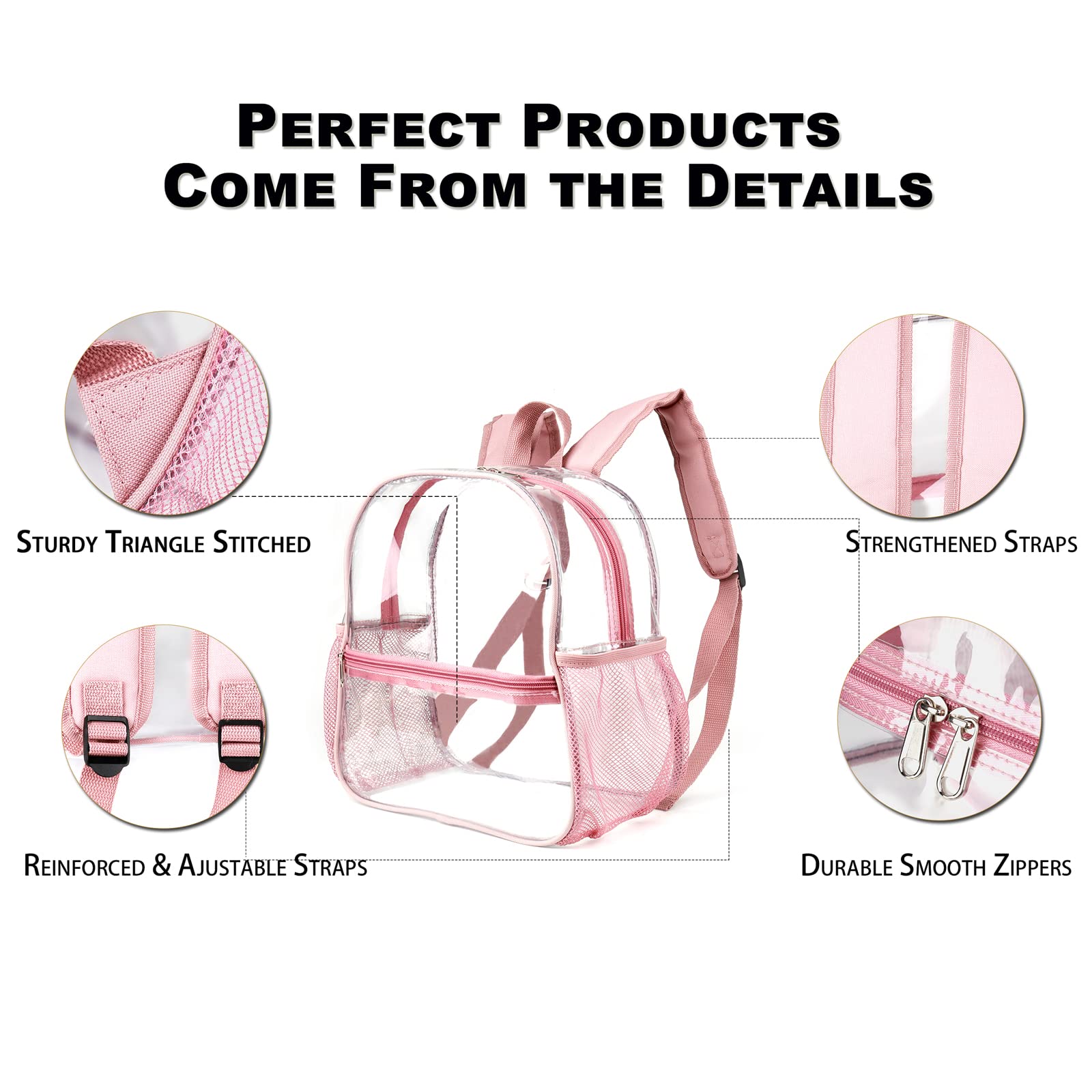 Snapklik.com : Keepcross Rose Gold 12x6x12 Clear Backpack For Stadium ...