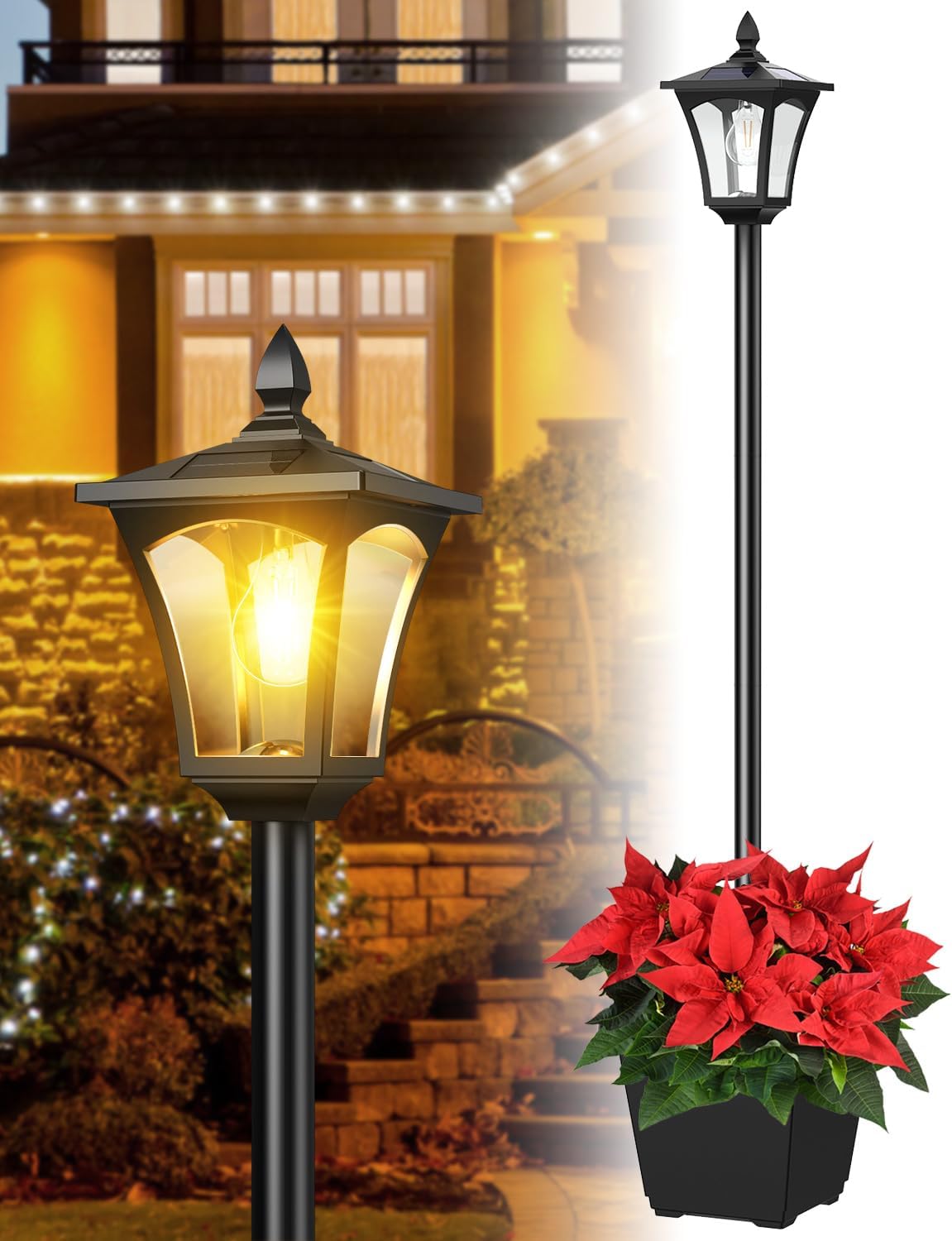 Solar Lights Outdoor Waterproof, 67" Bright Outdoor Post Light Metal ...