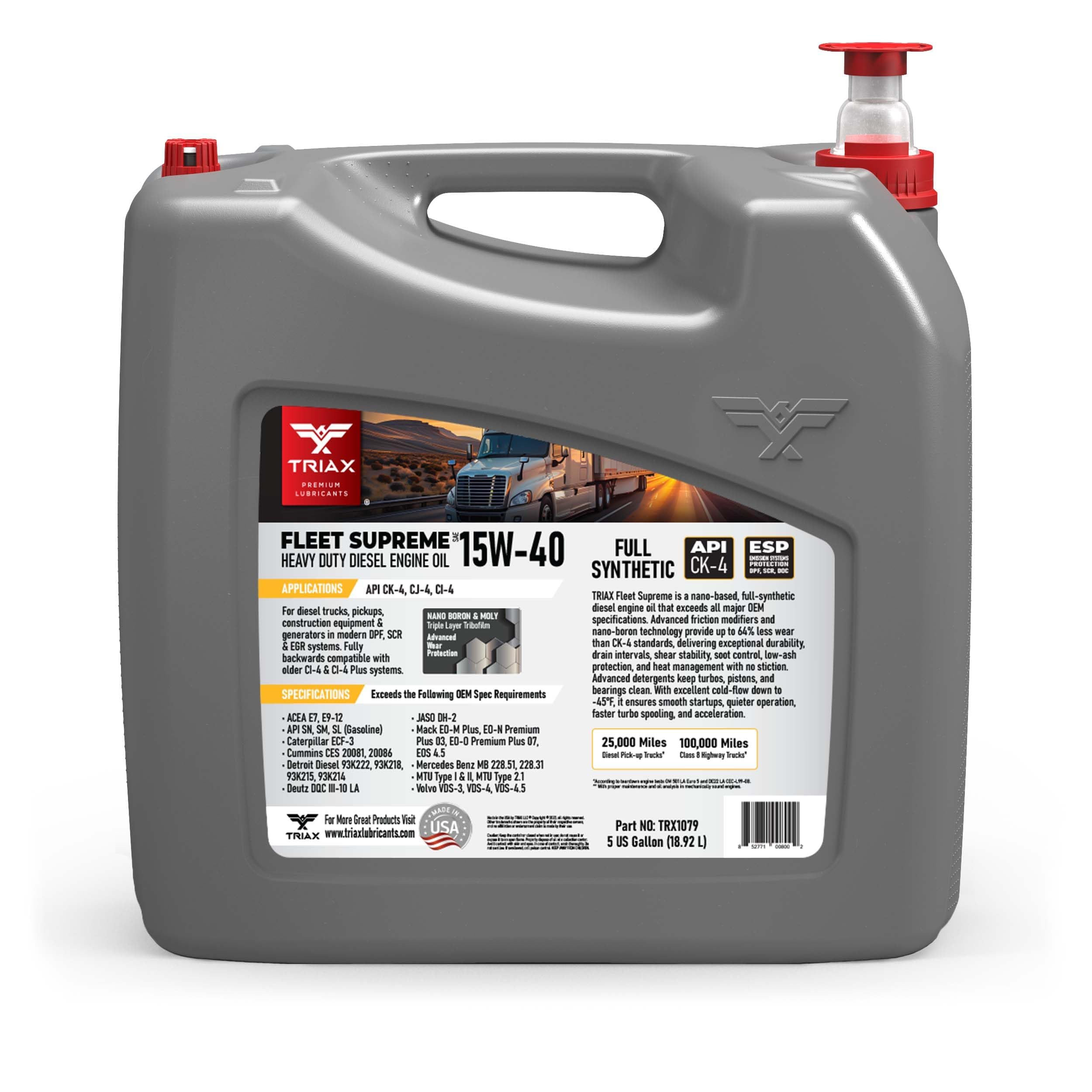 Snapklik.com : Triax Fleet Supreme 15W-40 API CK-4 Full Synthetic Heavy ...