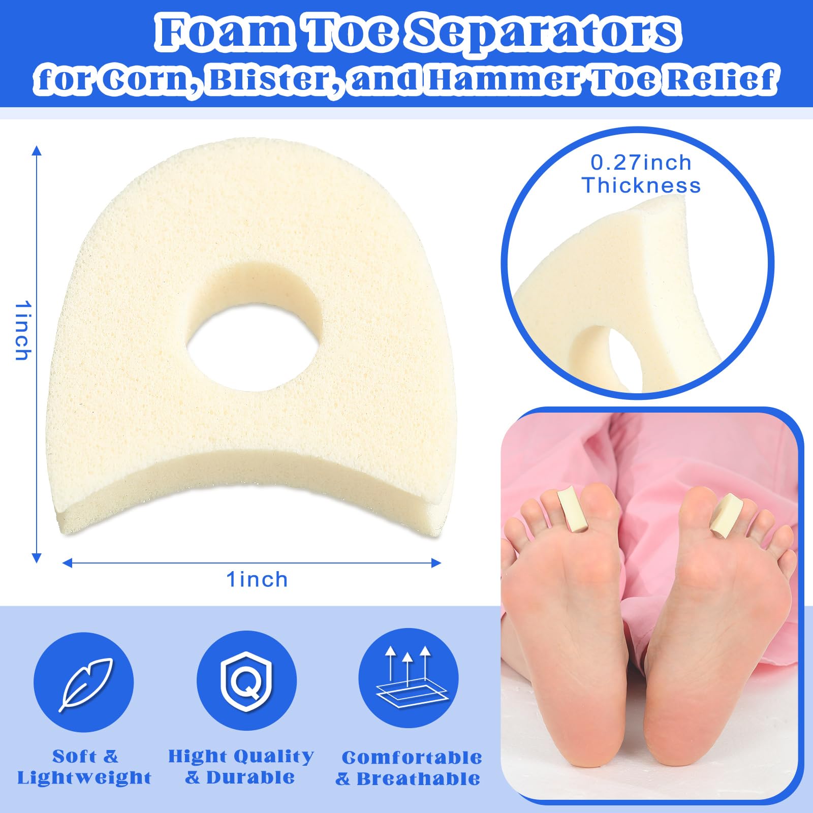 Snapklik.com : TrelaCo 60 Pcs Foam Toe Separators Spacers For Corn Relieves