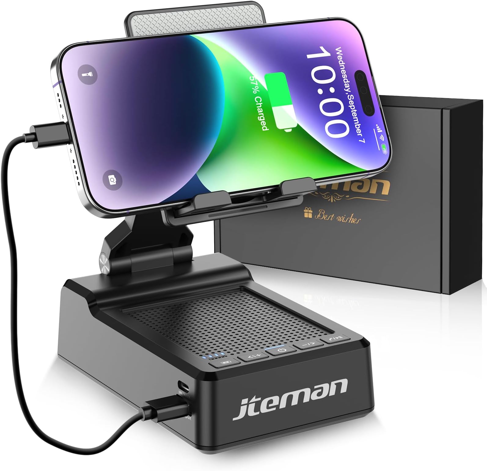 Amazon.com: Gifts for Men Women,Adjustable Cell Phone Stand with Bluetooth Speaker and Charging ...