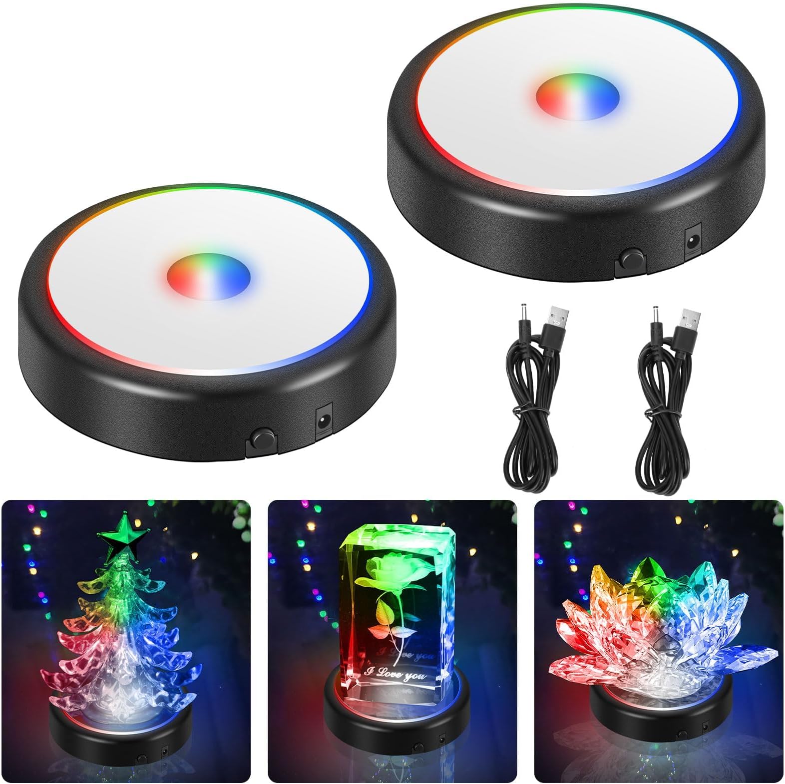 Amazon.com: Mudder 2 Pieces LED Light Base Display Base Lighted Display ...