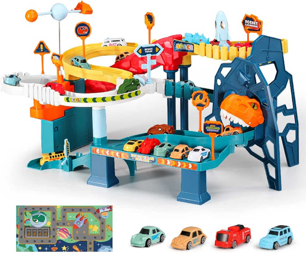 RedCrab Kids Space Car Playset Toy Ramp Track Set, Winding Highway