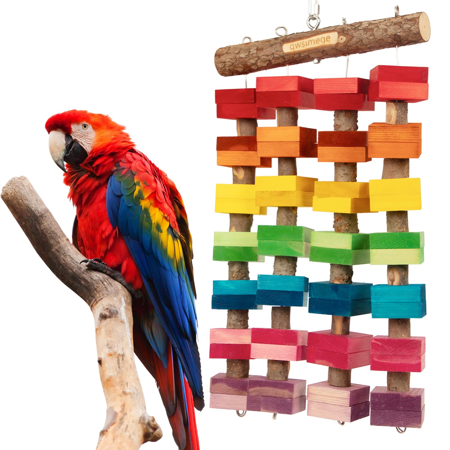 Amazon.com : Bird Toys,Large Parrot Multi-Color Chew Toy Macaw Toy 23.6 ...