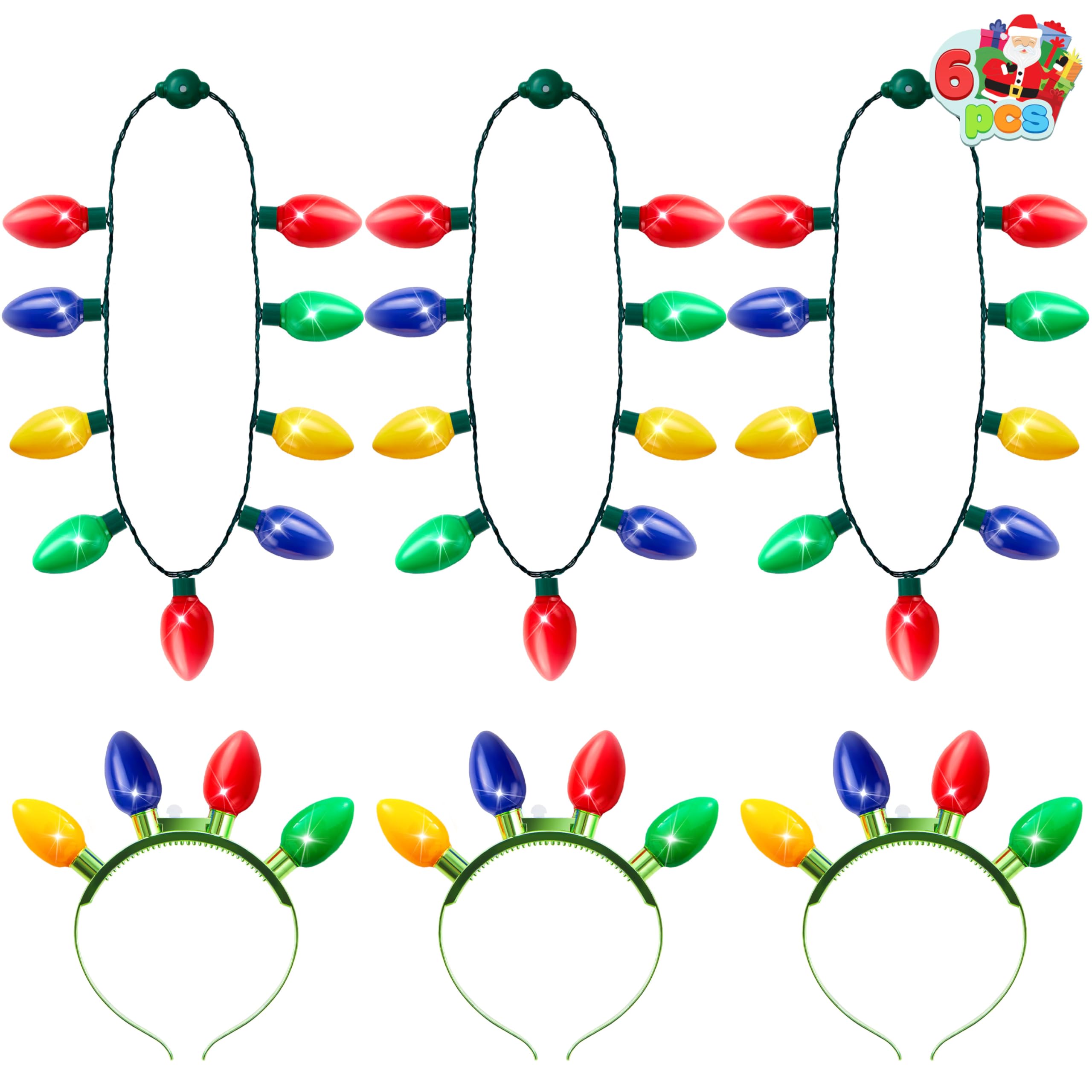 Amazon.com: JOYIN 6 Pcs Christmas Light Up Headband and Necklace with 6 ...