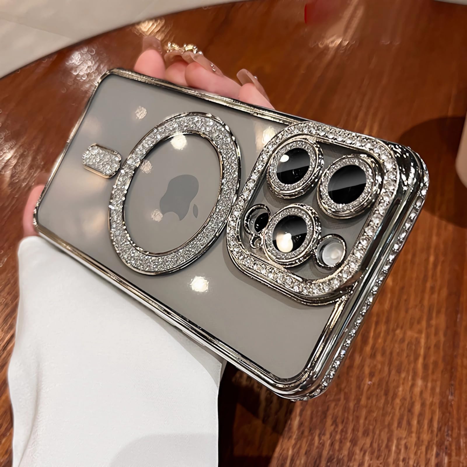 Amazon.com: TETAW Cute Glitter Rhinestone Magnetic Case for iPhone 15 ...