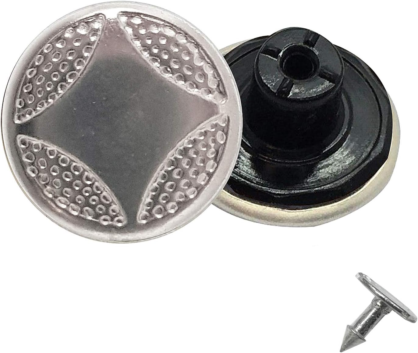 Amazon.com: Trimming Shop 17mm Jean Buttons Silver Star Design Tack ...