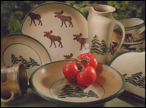 Amazon.com | Moose & Pine Tree Dinnerware Set: Moose & Tree Jumbo Mug ...