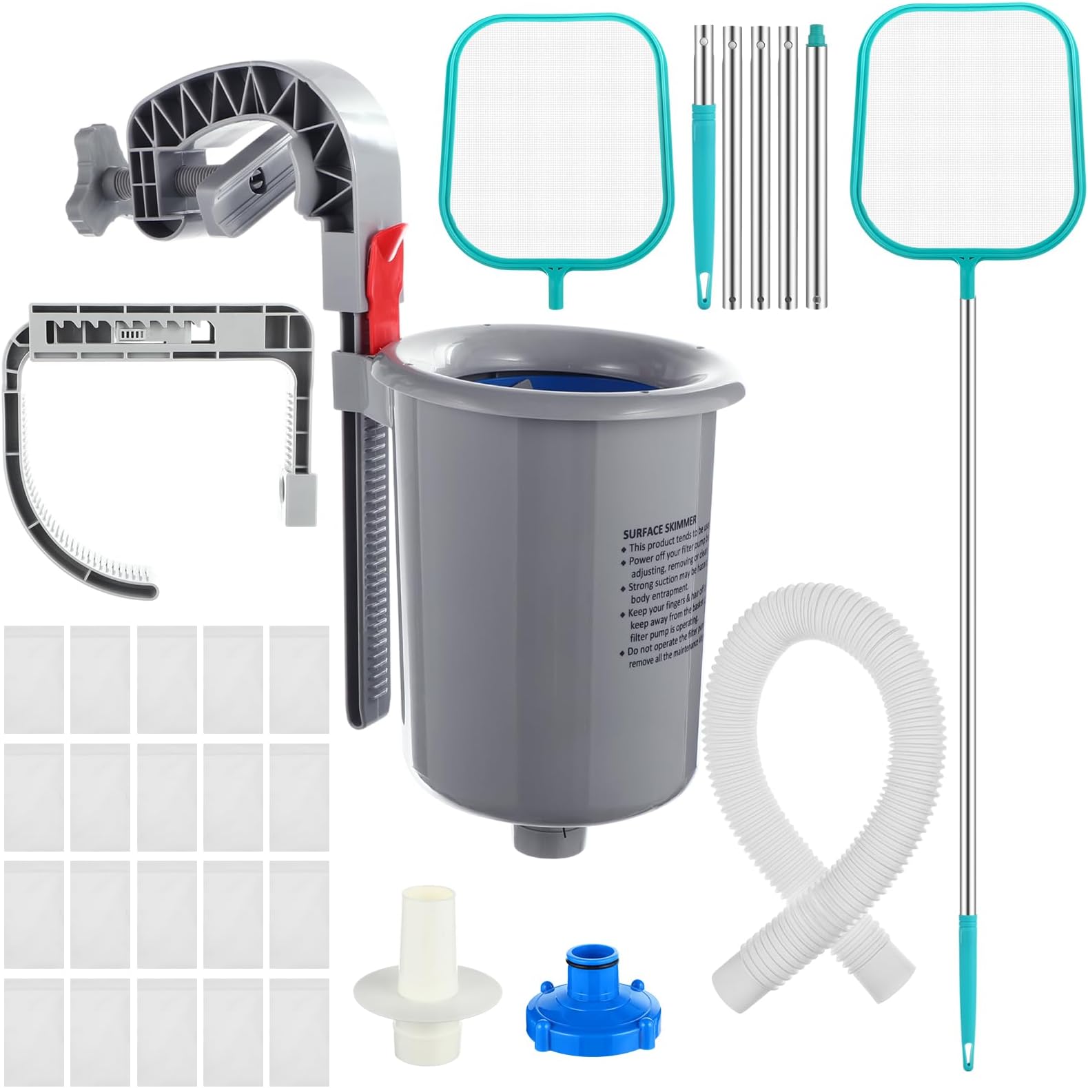 Amazon.com : Tujoe Above Ground Pool Surface Skimmer with 5 Foot Leaf ...