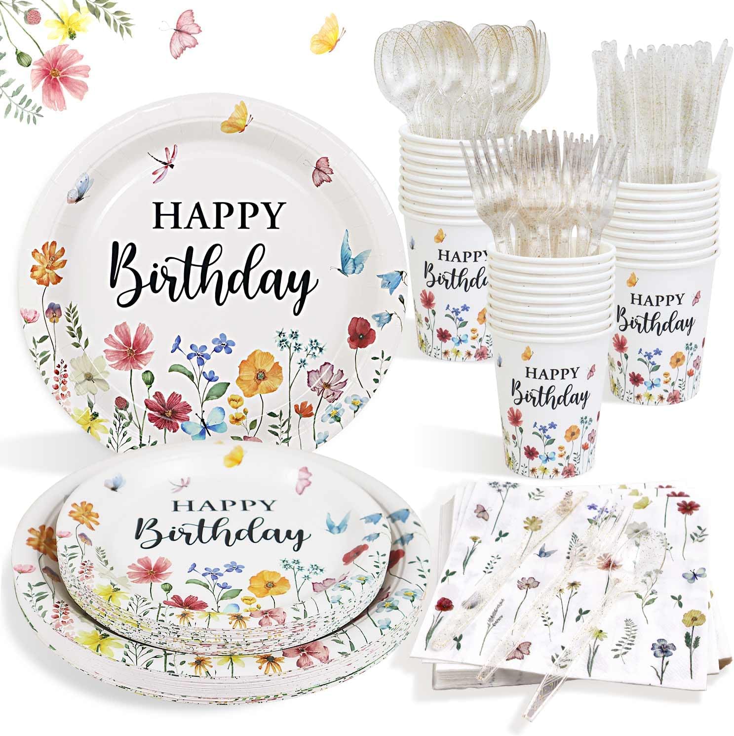 Amazon.com: Lopeastar 100Pcs Wildflower Party Decorations Plates Set ...
