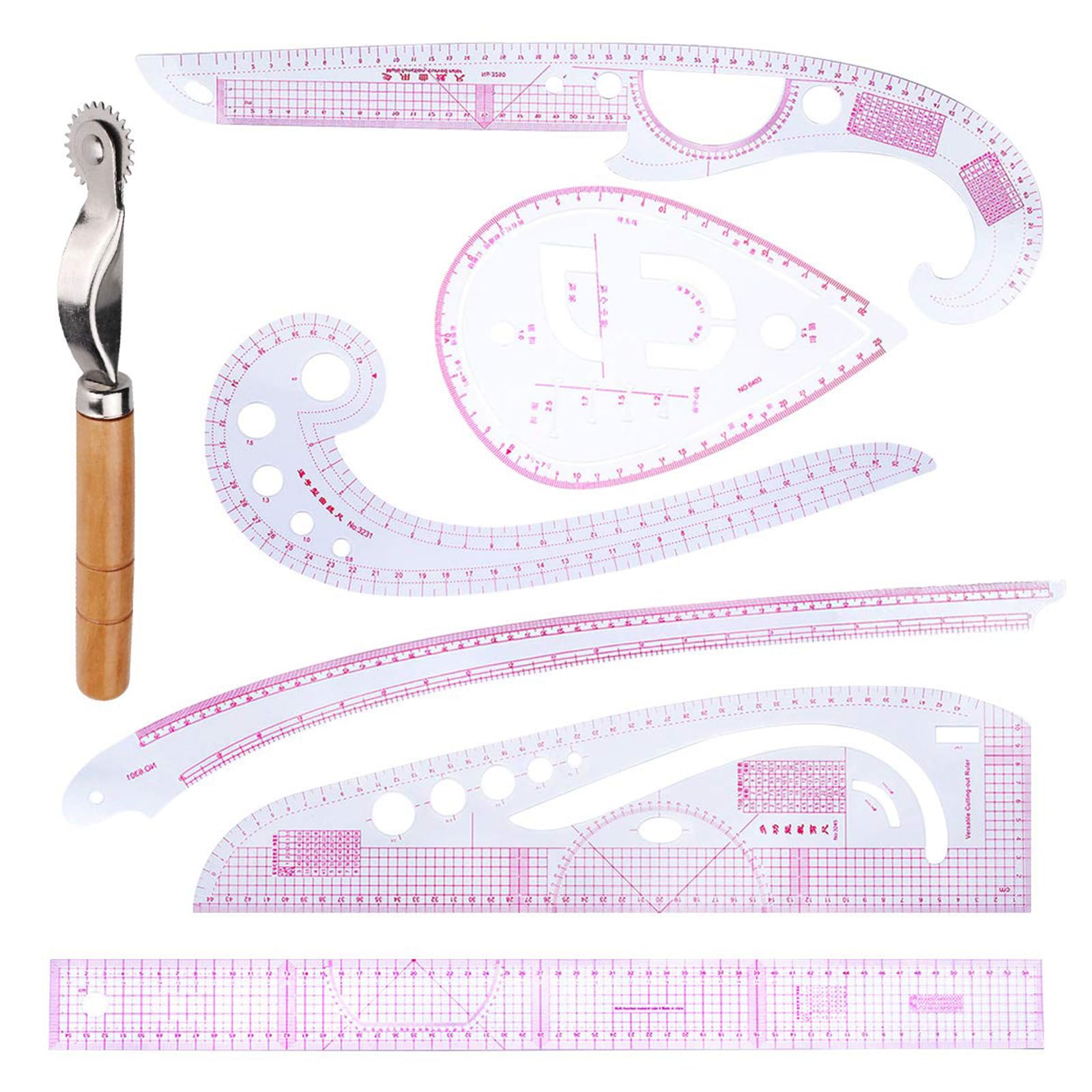 Regla de costura de bricolaje Juego de sastre 7 piezas Juego de reglas ...