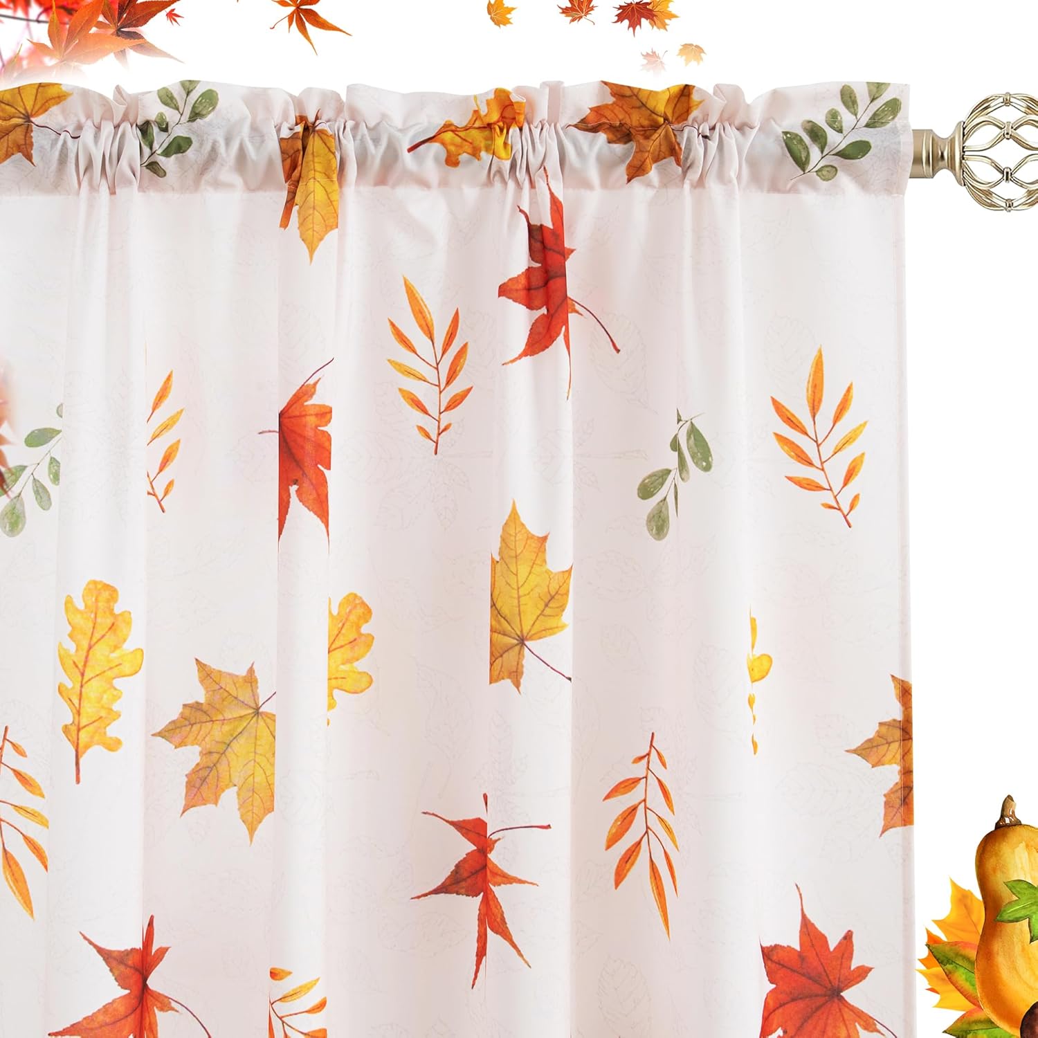 Amazon.com: youleyar Fall Curtains for Living Room, 84 Inch Length Rod ...