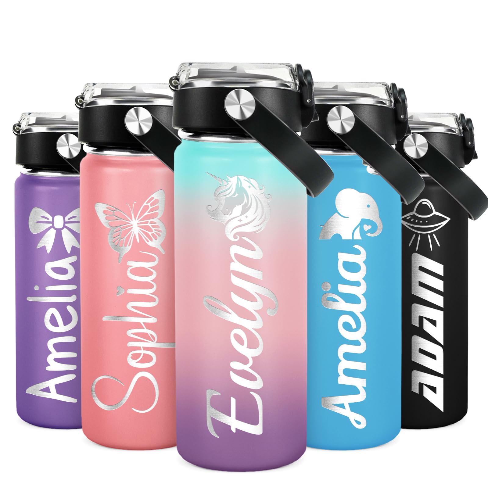 Amazon.com: Personalized Water Bottles for Kids With Engraved Names or ...