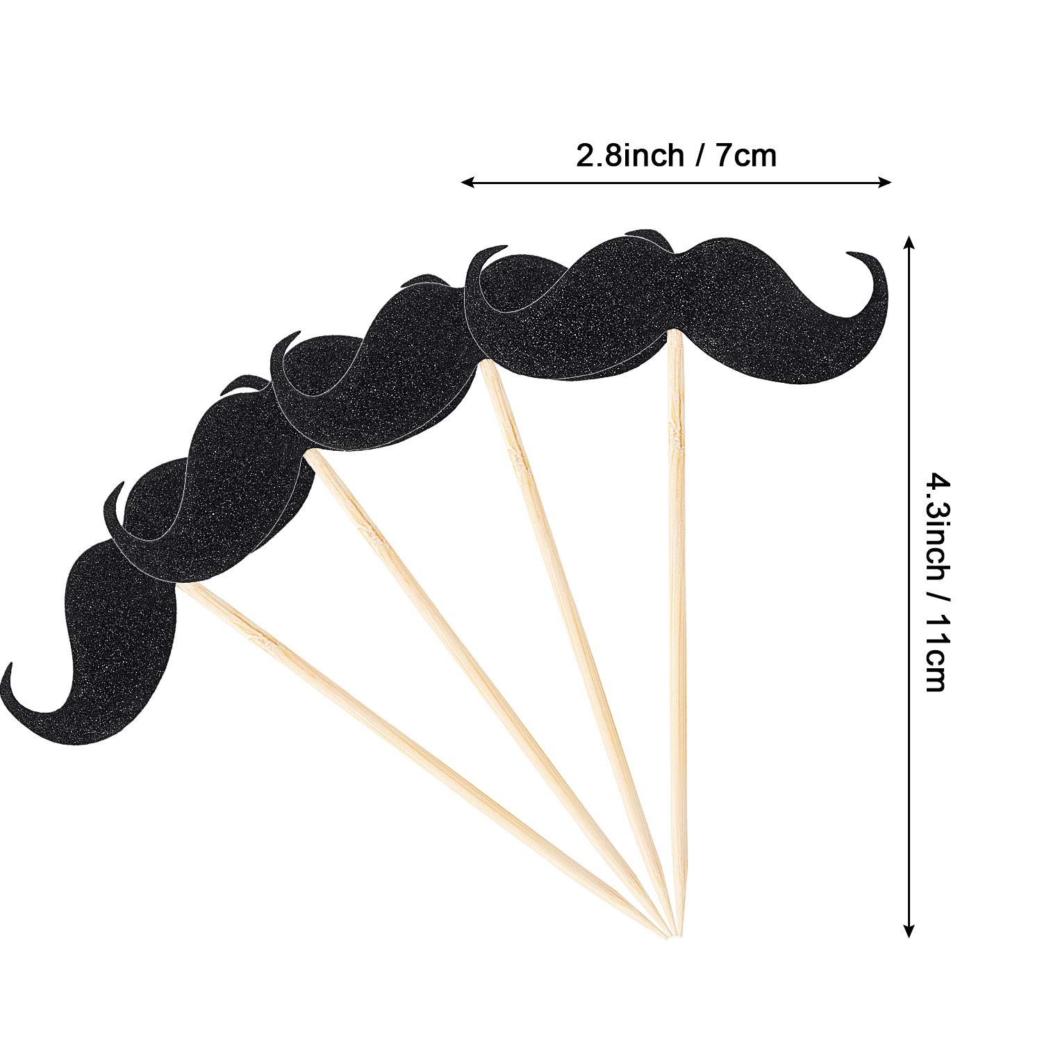 Snapklik.com : 50 Pieces Mustache Cupcake Toppers Mustache Birthday ...