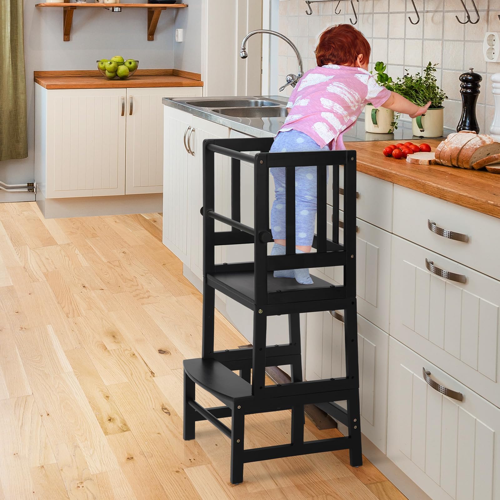 Amazon.com: COSYLAND Kids Kitchen Step Stool, Height Adjustable Toddler ...