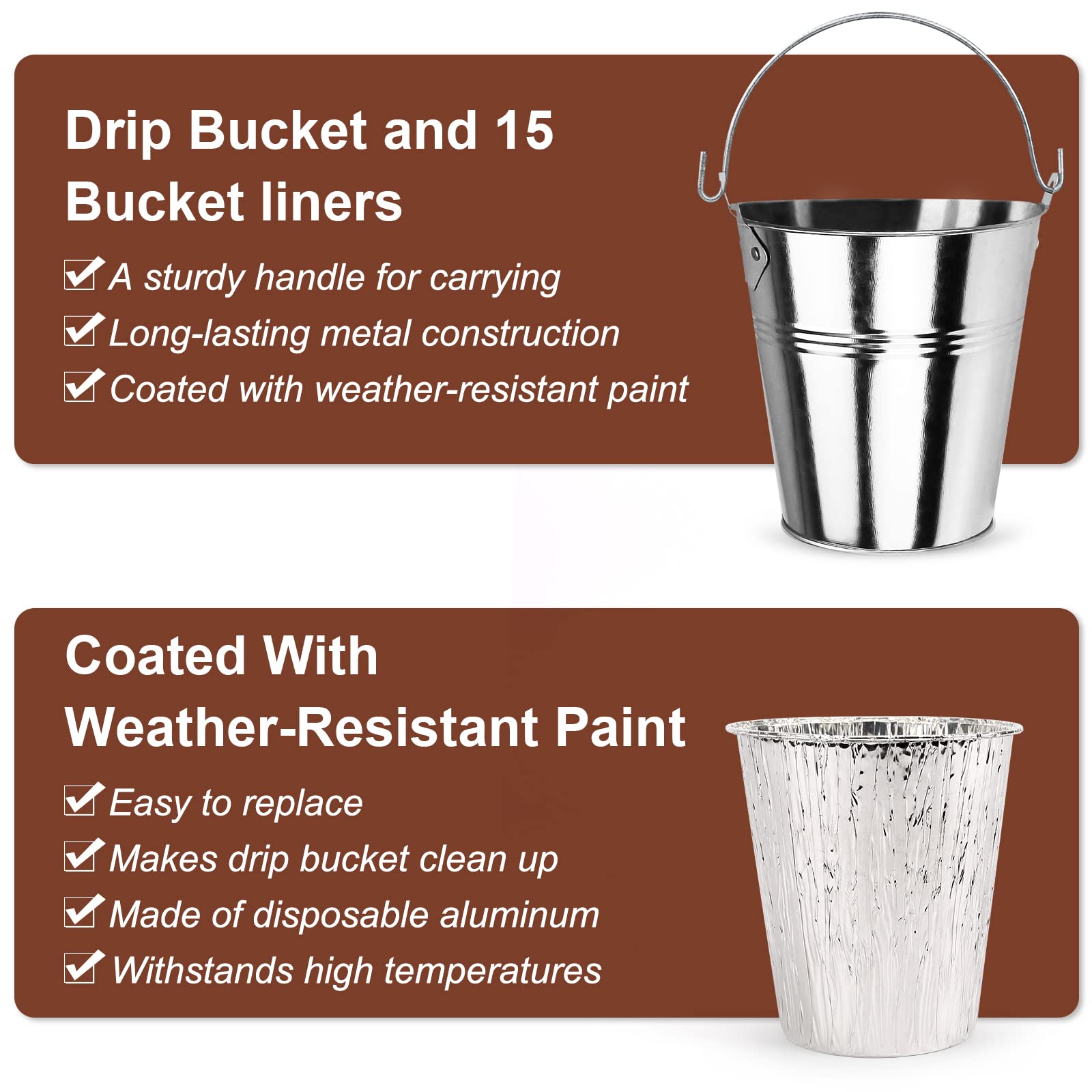 Snapklik.com : QuliMetal Drip Bucket And 15-Pack Disposable Foil Liners ...
