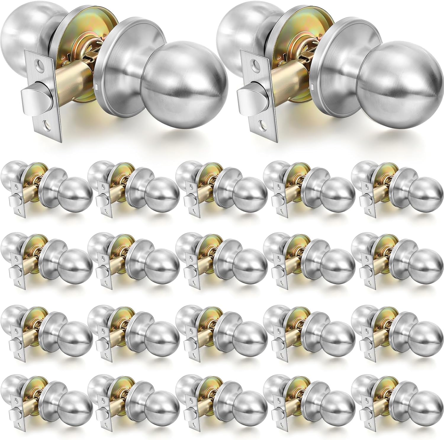 LEIFIDE 20 Pack Interior Keyless Door Knobs Bulk Round Passage Hall Closet Door Knobs Non ...