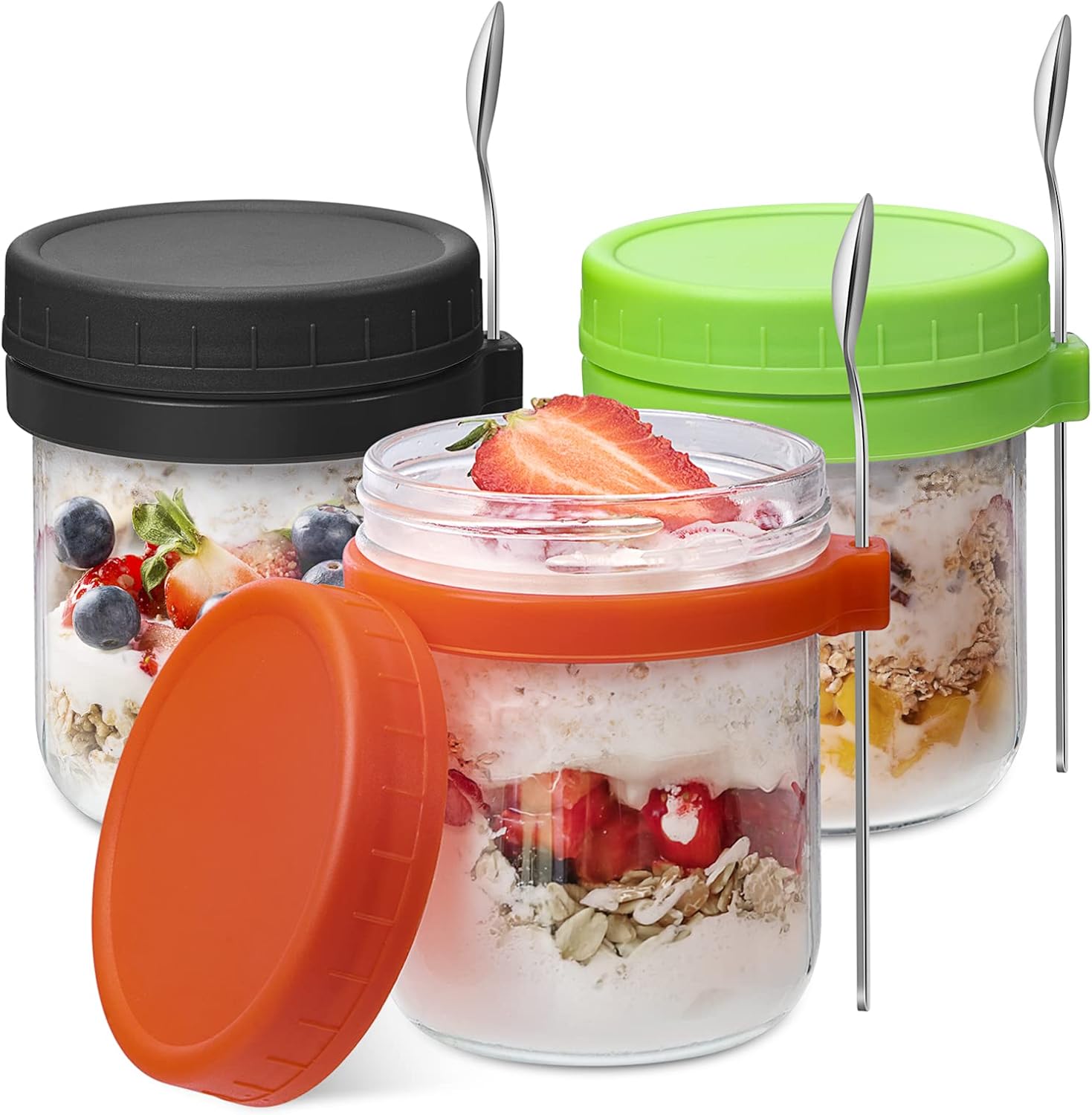 Amazon.com: DREAMOSA 3 Set Overnight Oats Containers with Lids and ...