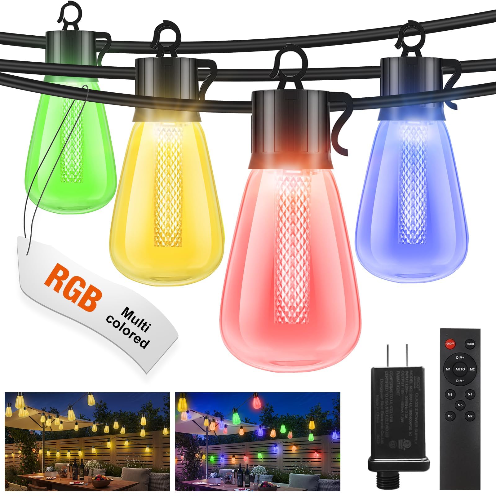litogo 120FT Color Changing Outdoor String Lights with Remote ...