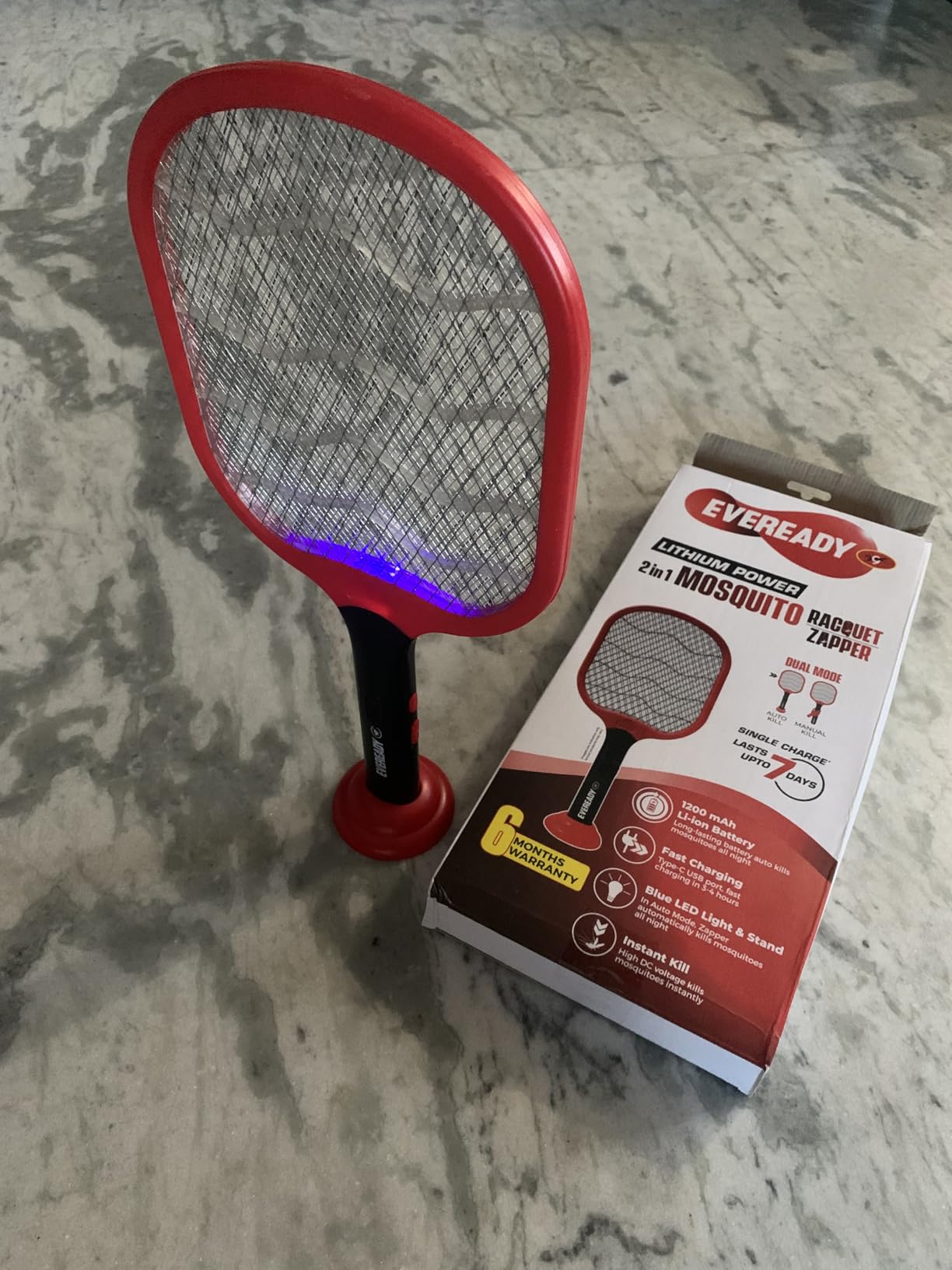 EVEREADY GIVE ME RED 2in1 Mosquito Racquet | Lithium Powered| 1200MAh ...
