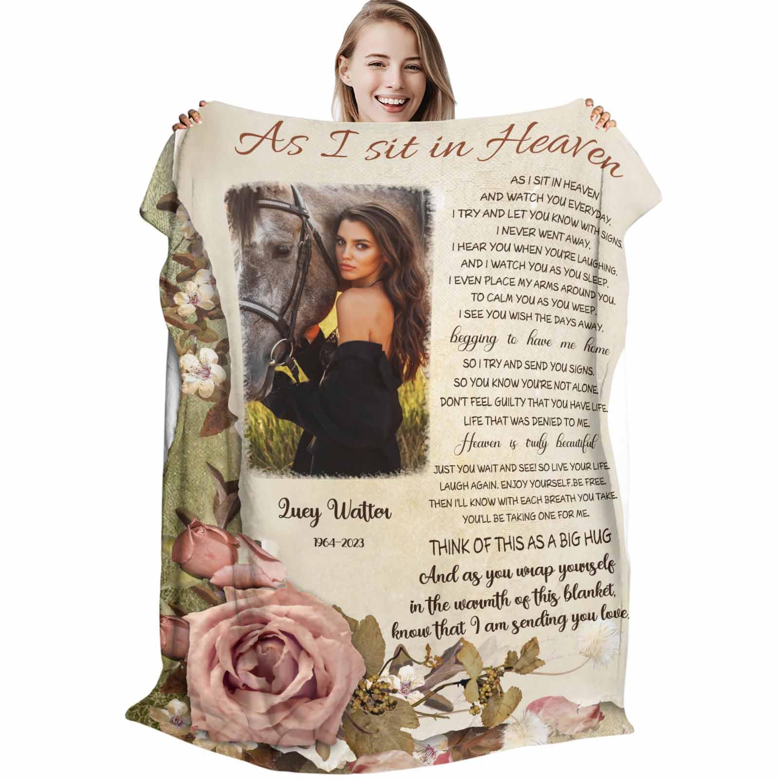 Amazon.com: D-Story As I Sit in Heaven Memorial Blanket and Throws ...